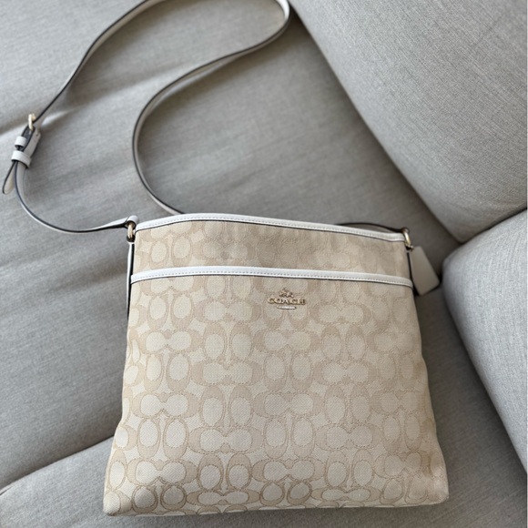 Coach | Bags | Coach Cream Crossbody Bag With Signature Canvas | Poshmark